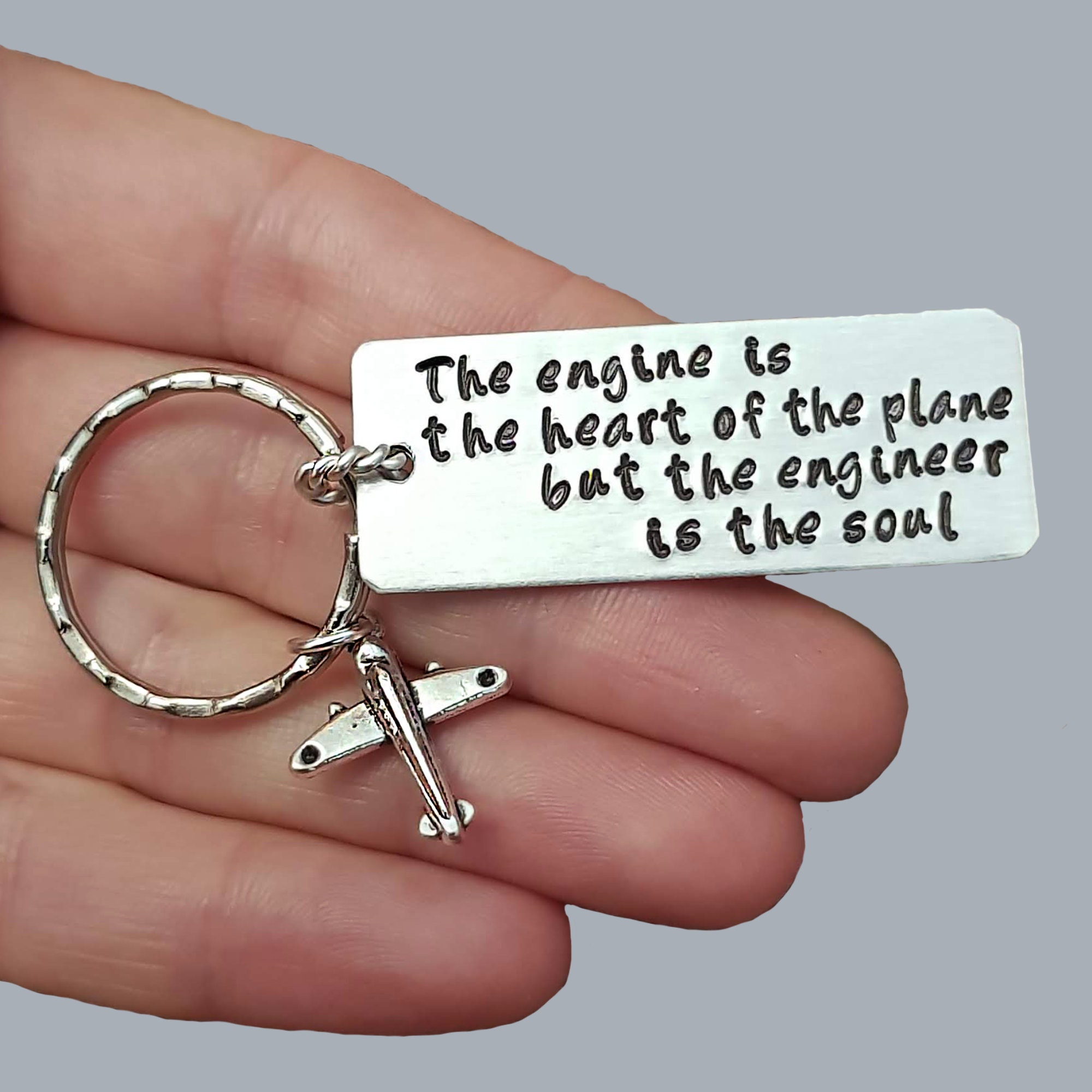 Airplane Engineer Custom Keychain Personalized Handmstamped Keyring ...
