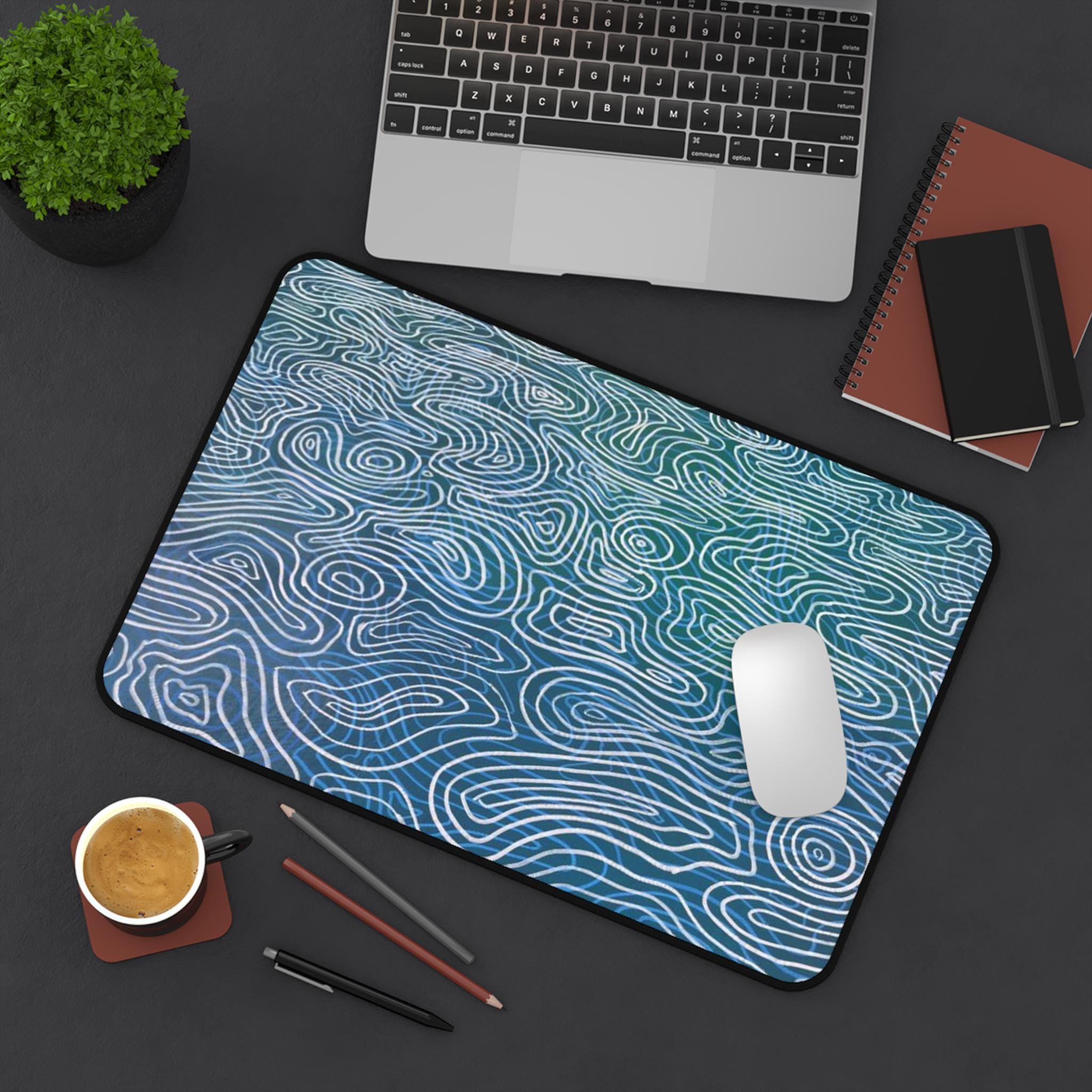 Retro Water Ripple Desk Mat, Funky Mouse Pad, Vibrant Desk Accessory ...