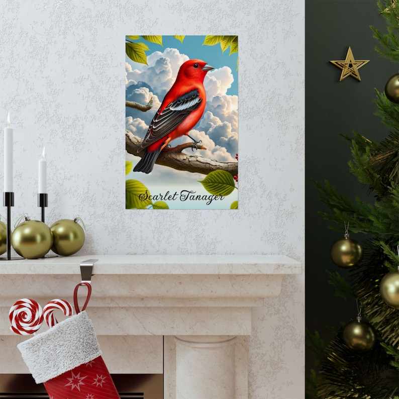 Scarlet Tanager Birth Month Bird Poster March Ideal Gift for Mother's ...
