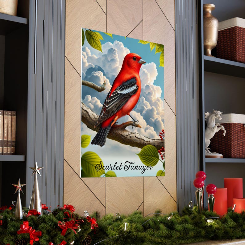 Scarlet Tanager Birth Month Bird Poster March Ideal Gift for Mother's ...