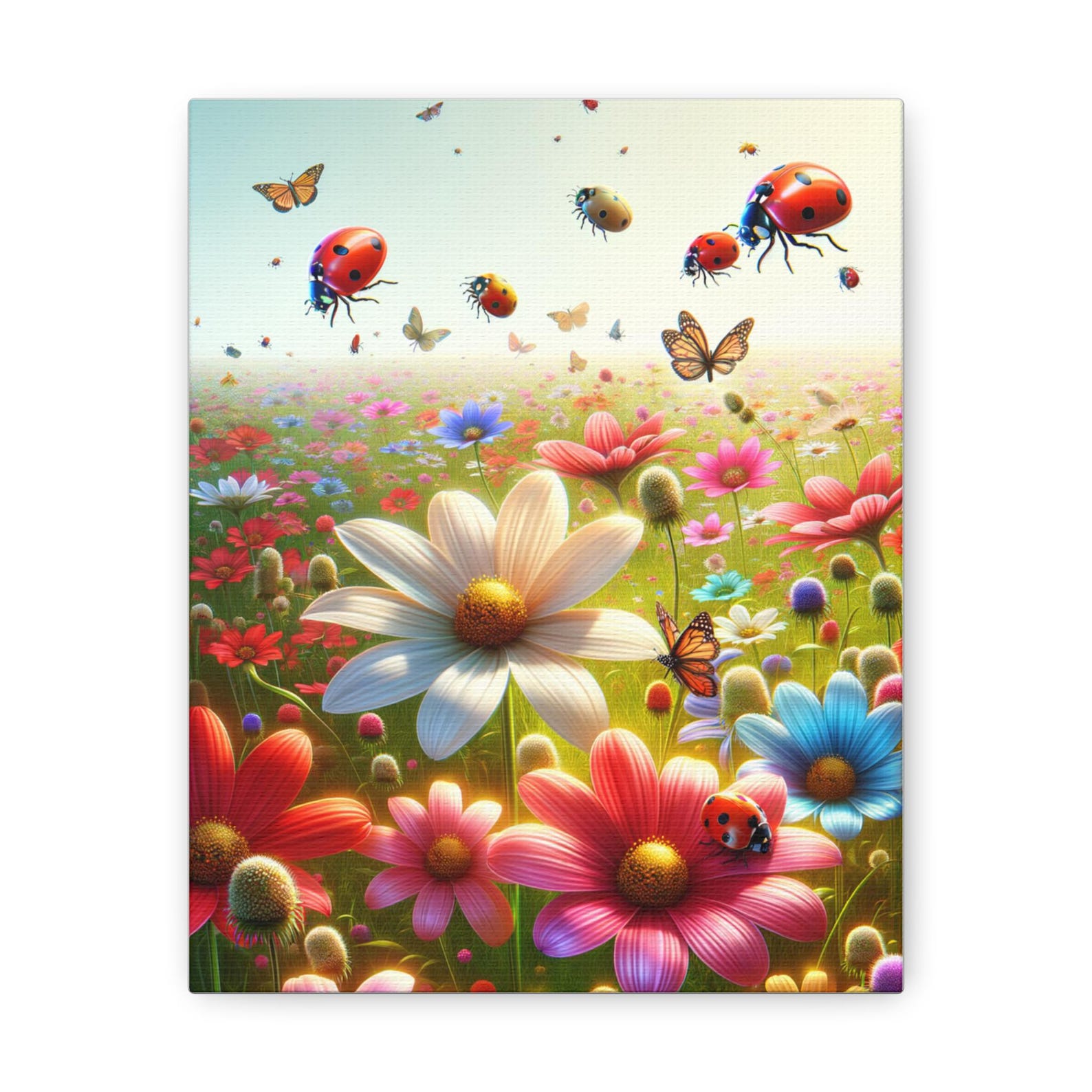 Ladybugs and Butterflies Stretched Canvas Gallery Print Artwork of ...
