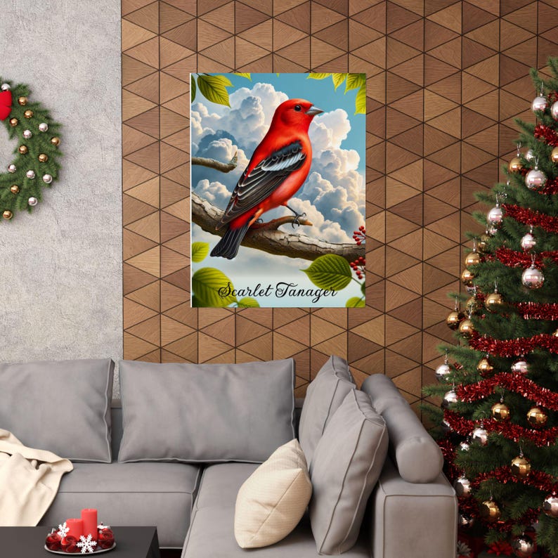 Scarlet Tanager Birth Month Bird Poster March Ideal Gift for Mother's ...