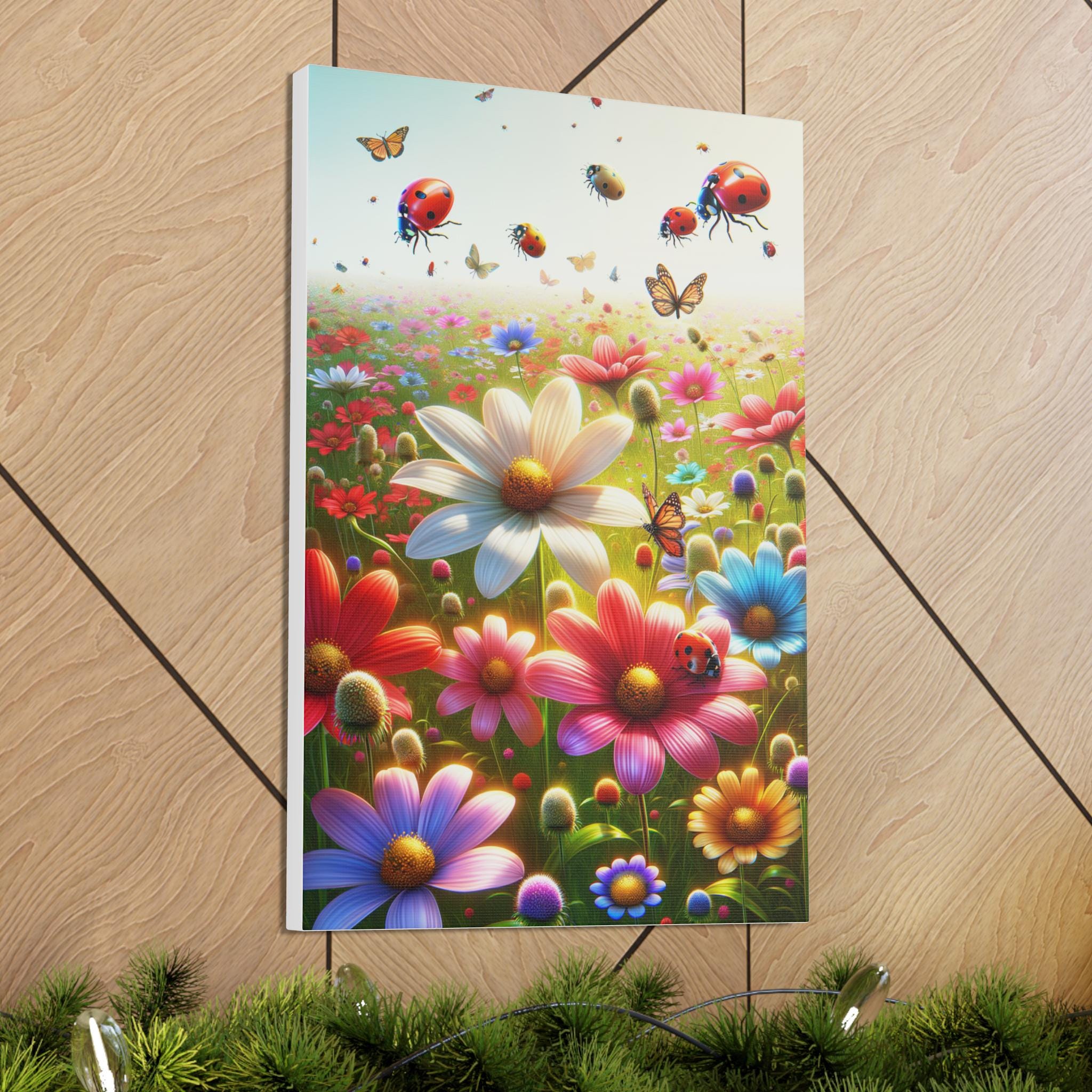 Ladybugs and Butterflies Stretched Canvas Gallery Print Artwork of ...