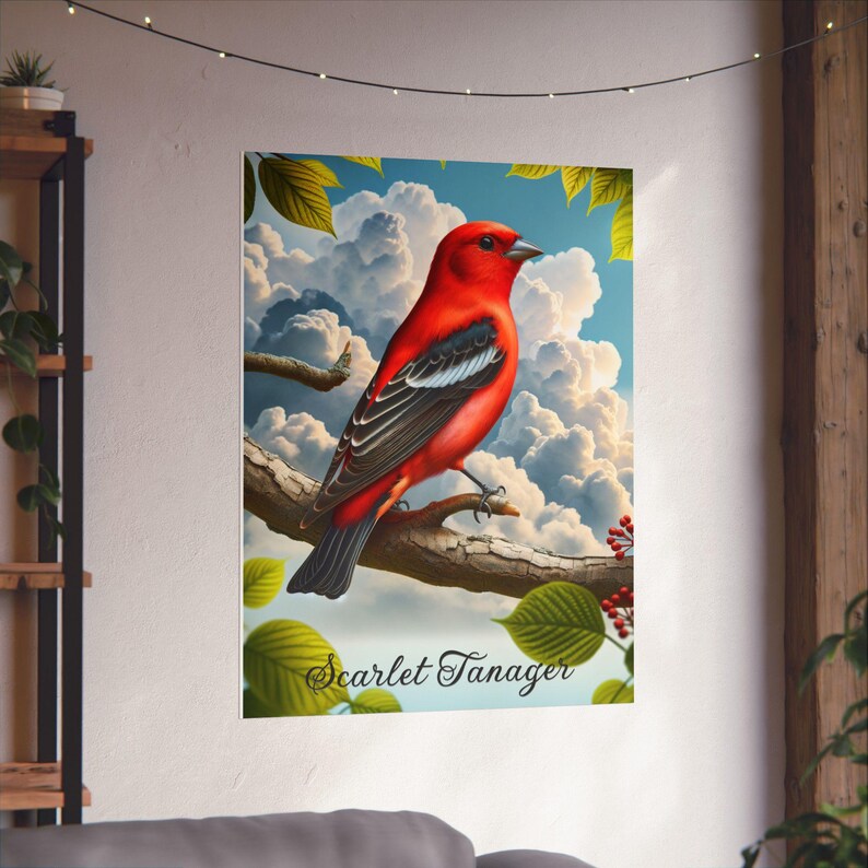 Scarlet Tanager Birth Month Bird Poster March Ideal Gift for Mother's ...