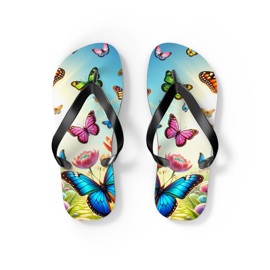 Butterfly Flip Flops Cute Butterfly and Flower Flip Flops: Whimsical ...