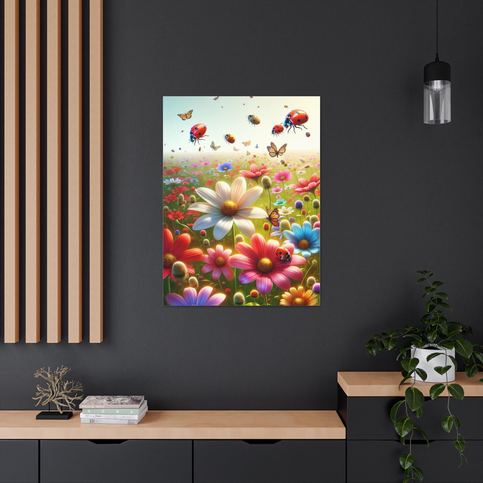 Ladybugs and Butterflies Stretched Canvas Gallery Print Artwork of ...