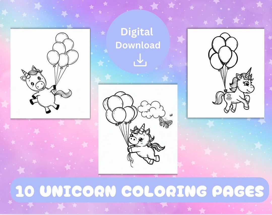 10 Unicorn Coloring Pages Sheets,unicorn Coloring Pages for Kids ...