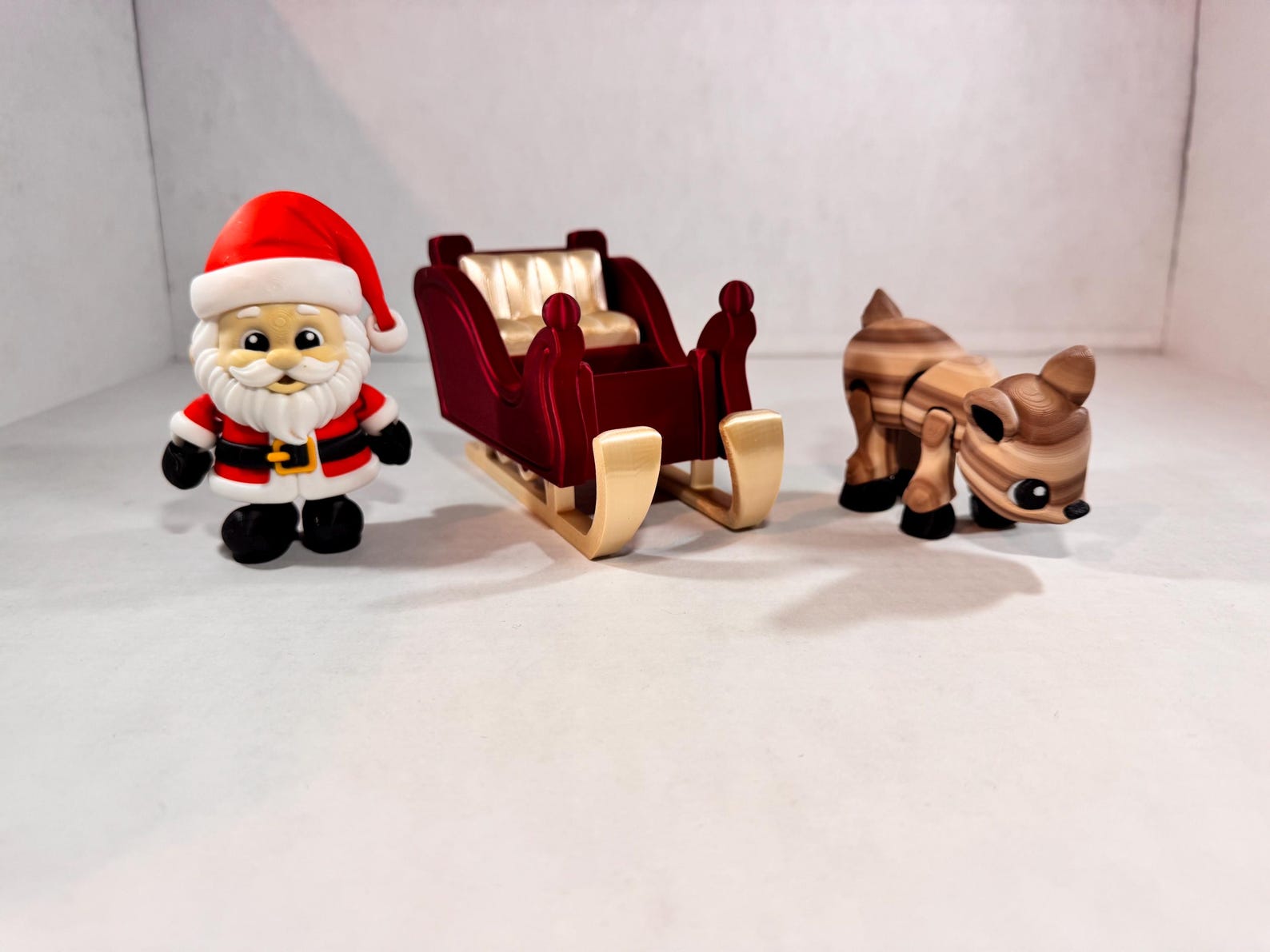 3d Printed Santa With Sleigh and Deer Set - Etsy