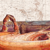 Delicate Arch Painting Print: Arches National Park Topography Map Art ...