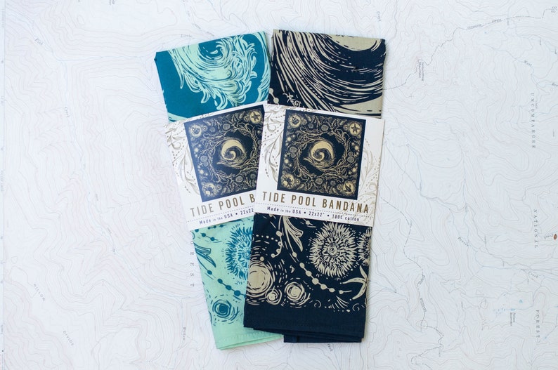 Tide Pool Cotton Bandana - Etsy