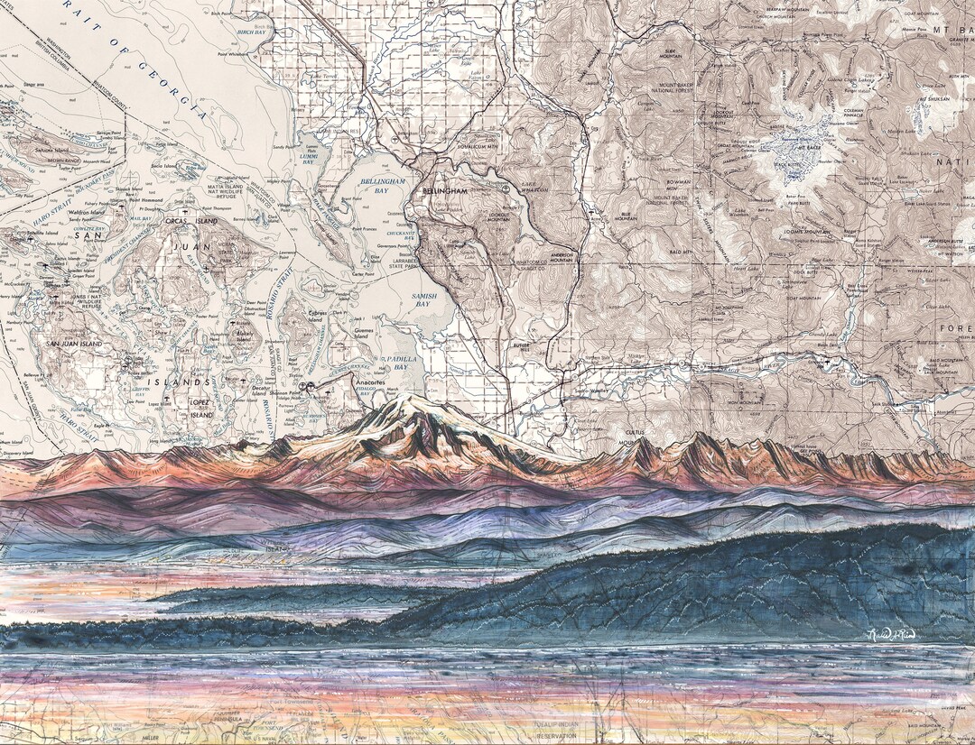 Mt Baker From the San Juans Print, Mount Baker Art Painting Mt ...
