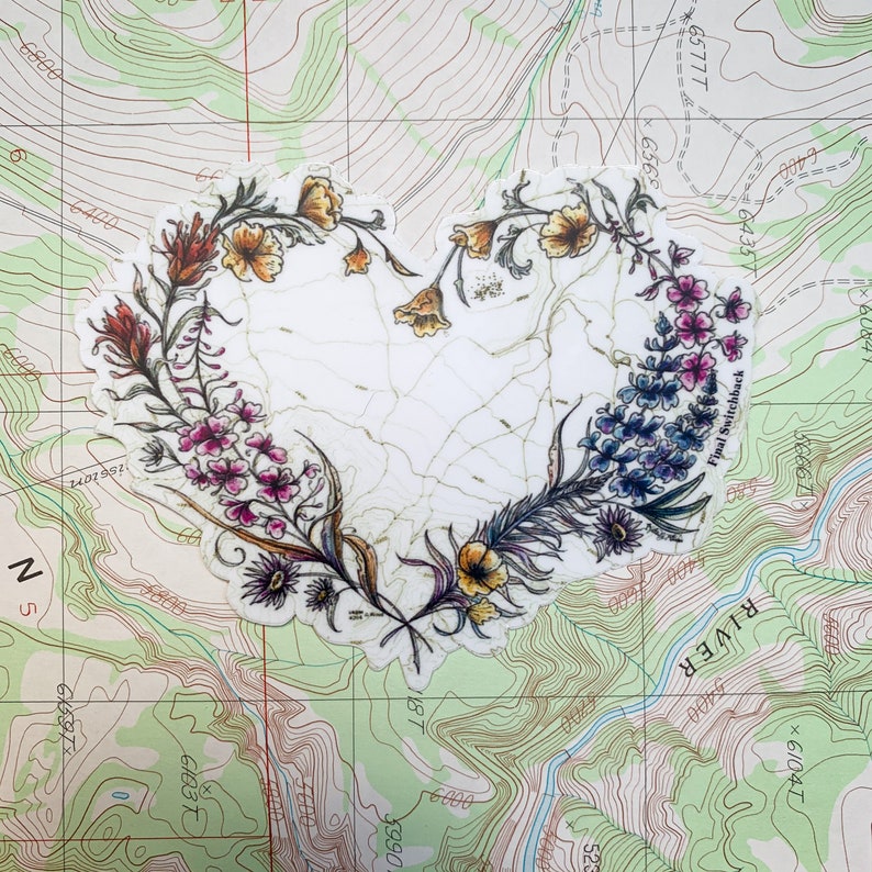 Wildheart Vinyl Sticker Weatherproof Mountain Wildflower - Etsy