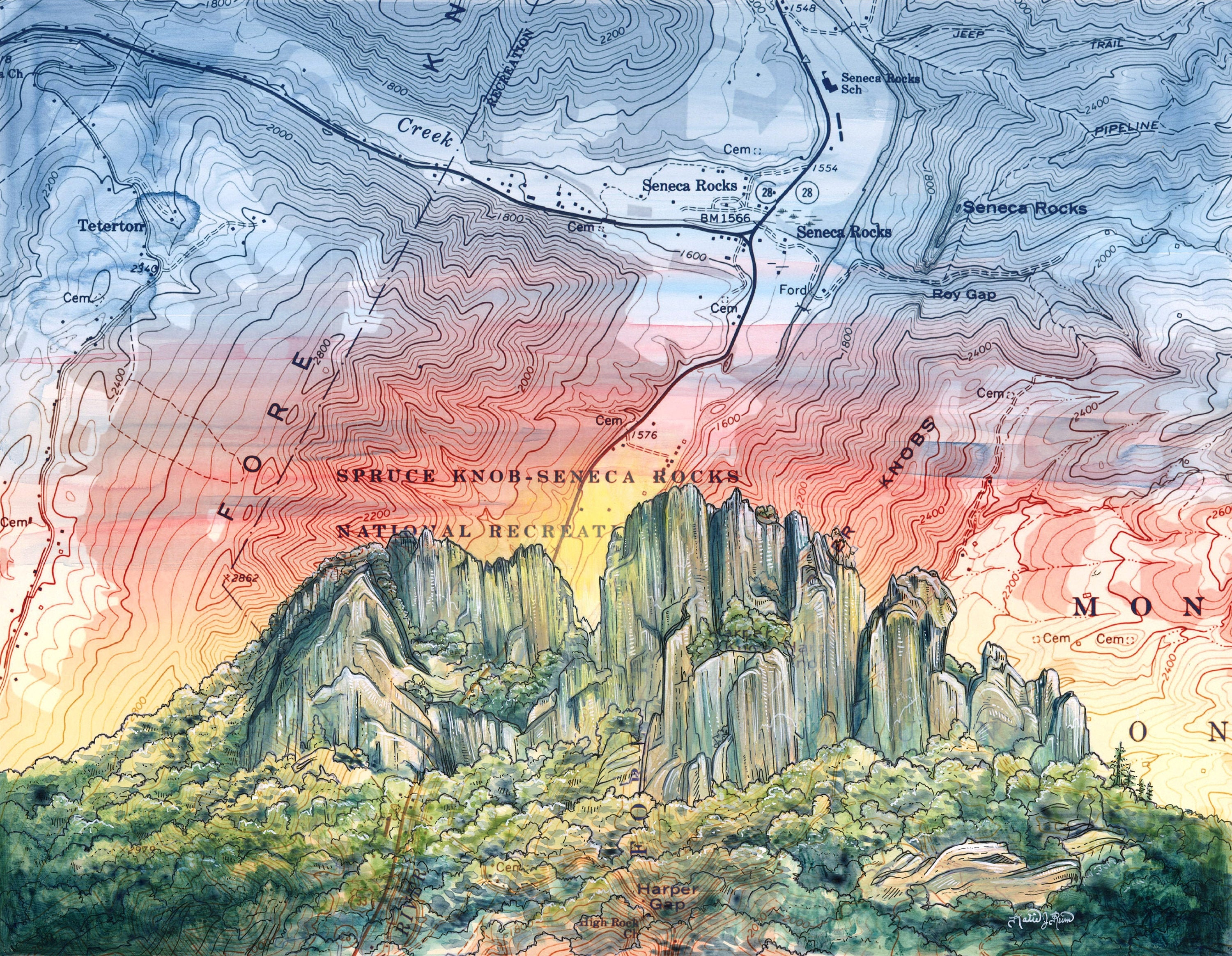 Seneca Rocks Art West Virginia Mountain Wall Art Rock - Etsy UK