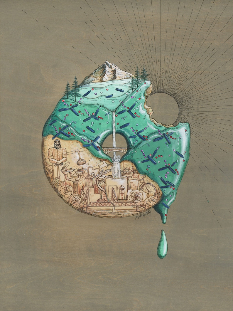 PDX Donut Portland Vinyl Sticker Portland Bridges Pdx Carpet - Etsy