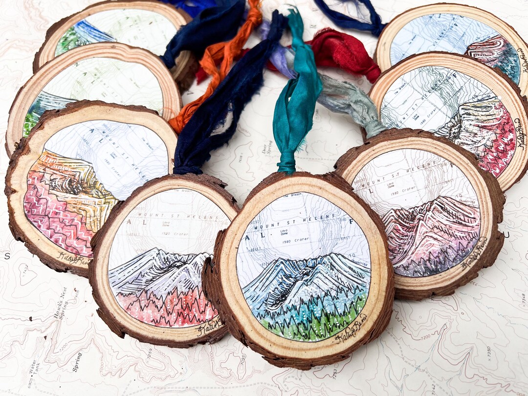 Mt St Helens Ornament, St Helens Christmas Tree Ornament, Hand Painted ...