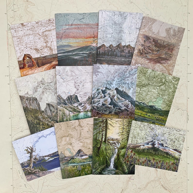 National Park Greeting Card Set 12 National Park Cards USA | Etsy