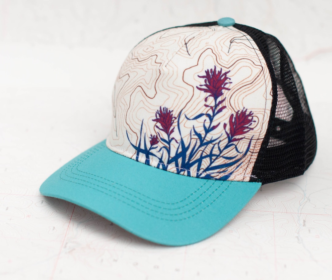 Wild Paintbrush Trucker Hat, Topographic Map Design, Unisex - Etsy