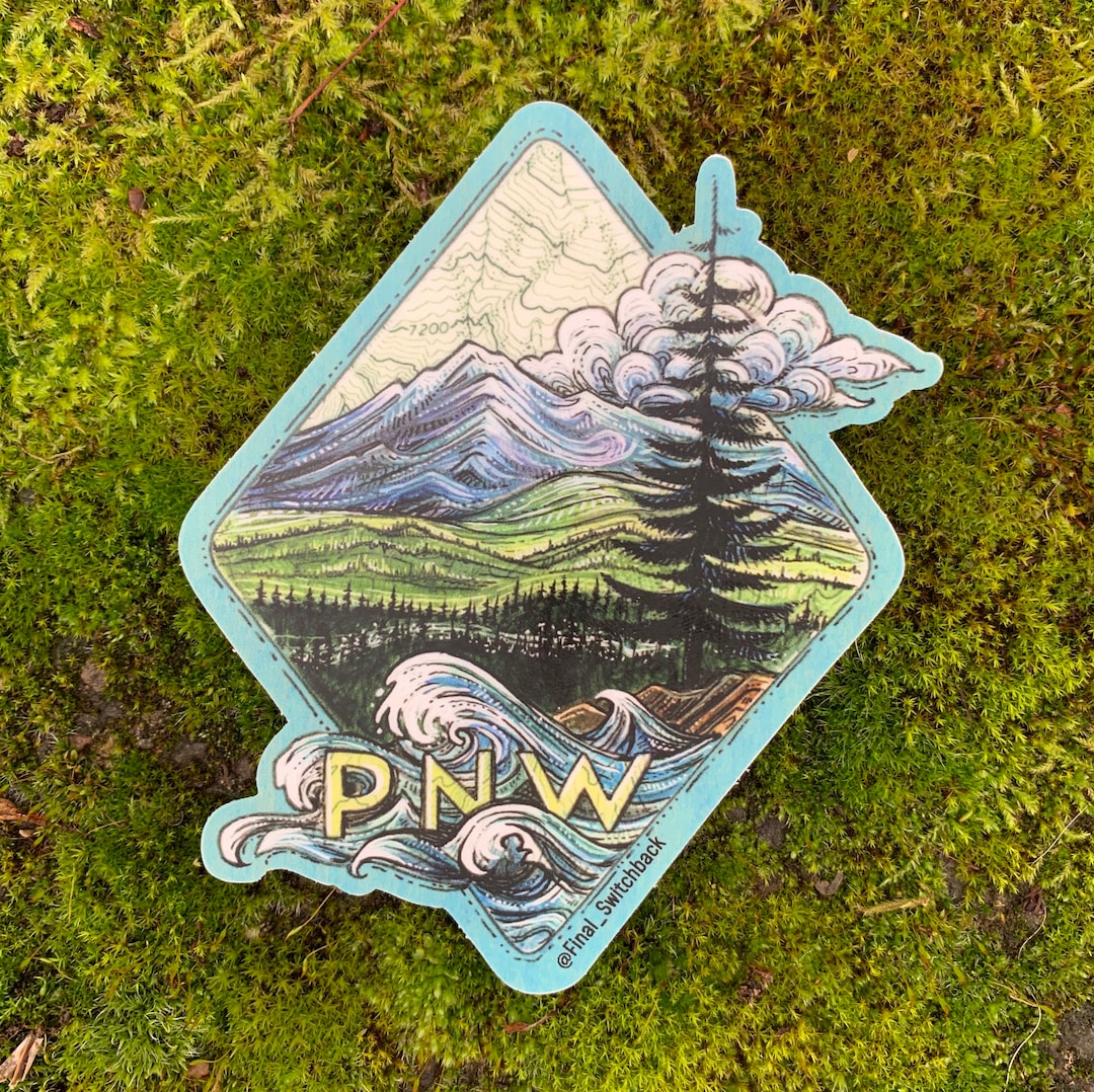 PNW Vinyl Sticker, Weatherproof Mountain Sticker, Pacific Northwest ...