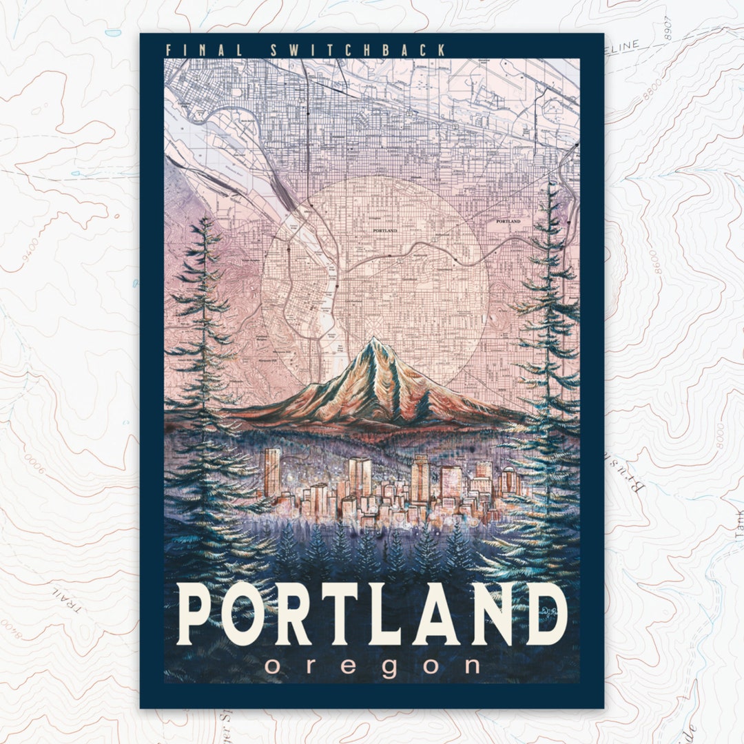 Portland Glow Sticker, Mt Hood Oregon, PDX City Weatherproof Sticker ...