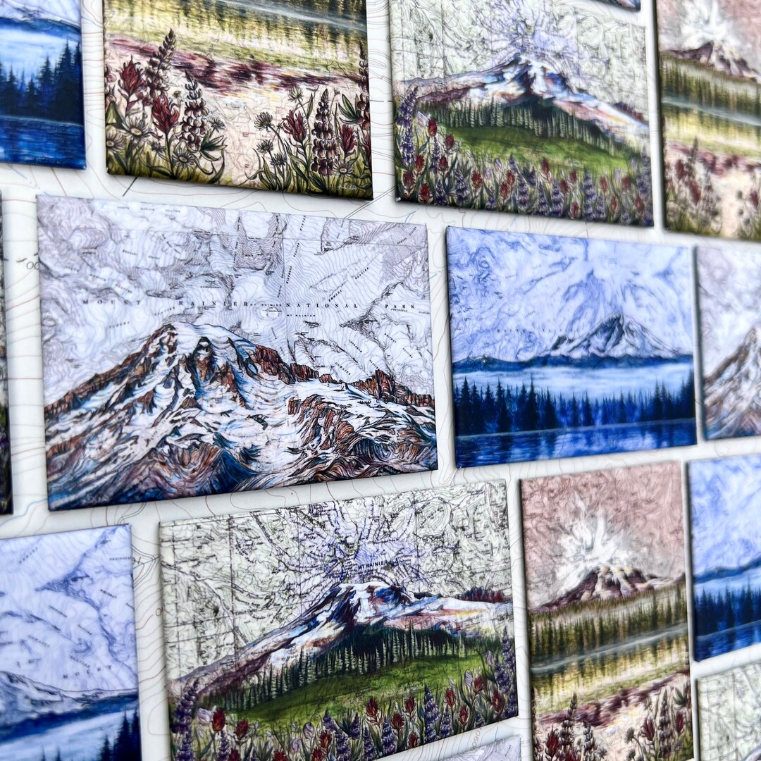 Mt Rainier Magnets, Washington Magnet, WA Mountain Fridge Magnet - Etsy