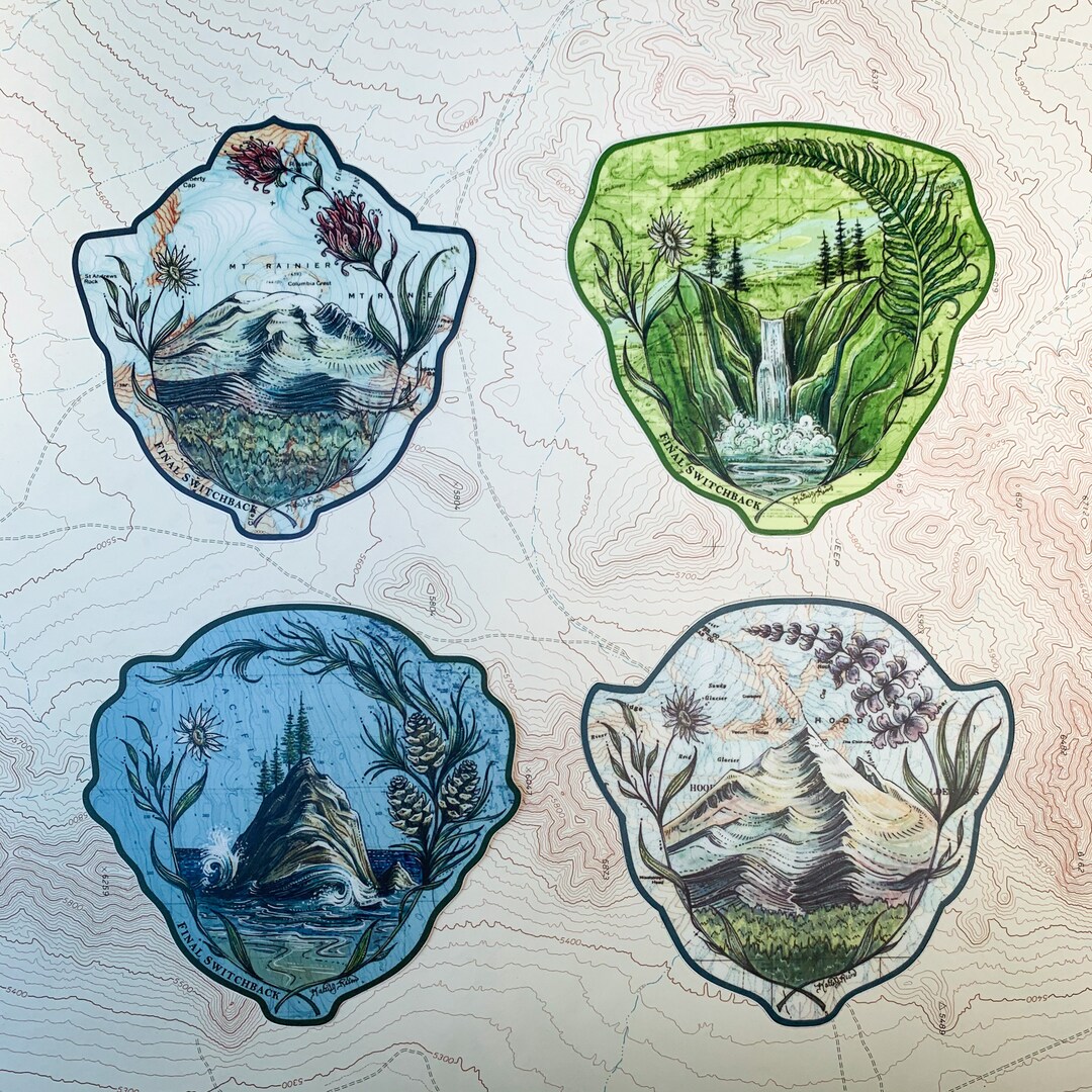 PNW Vinyl Stickers, Weatherproof Mountain Sticker, PNW Mountain, West ...
