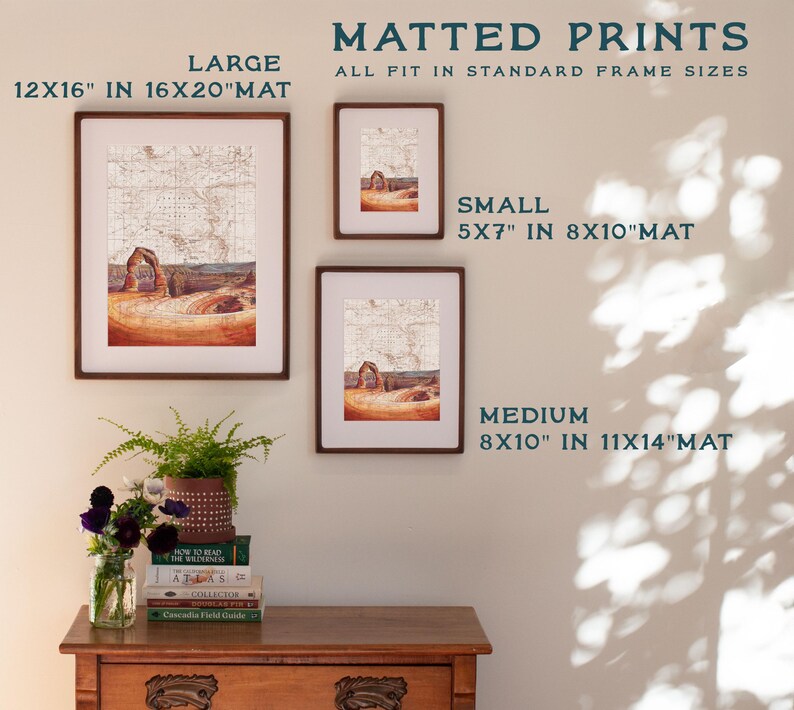 Delicate Arch Painting Print: Arches National Park Topography Map Art ...