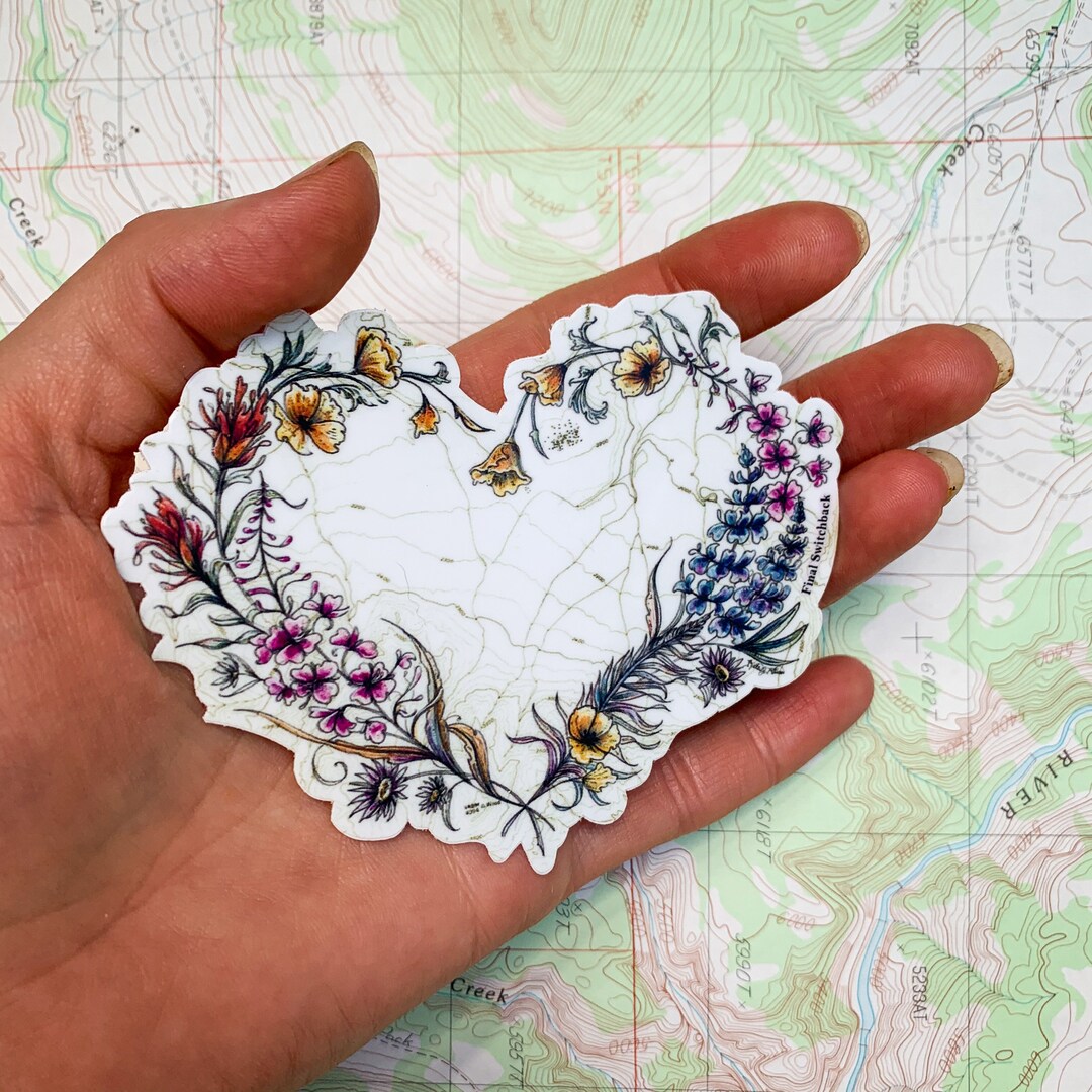 Wildheart Vinyl Sticker: Weatherproof Mountain Wildflower Heart - Etsy