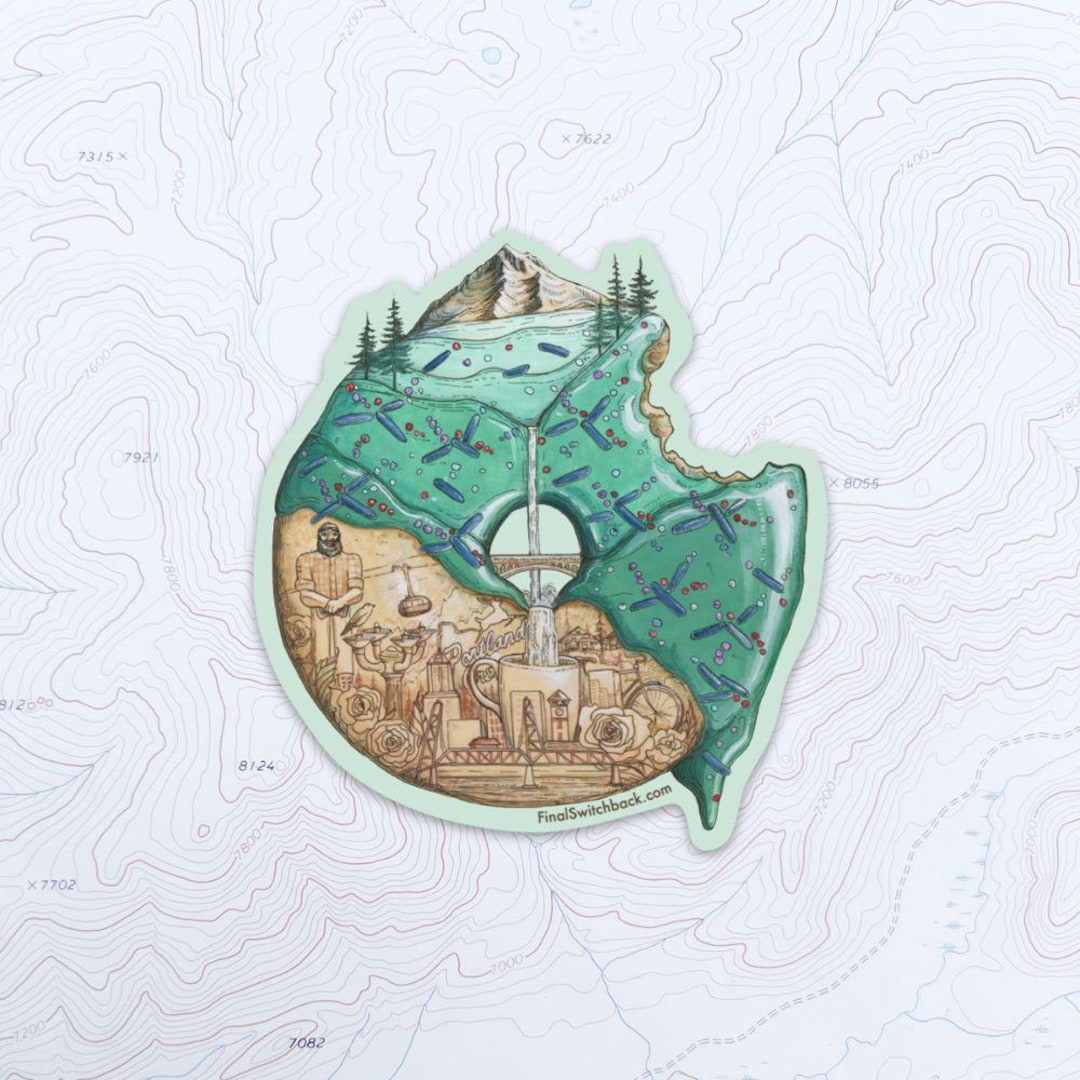 PDX Donut Portland Vinyl Sticker, Portland Bridges, Pdx Carpet Sticker ...