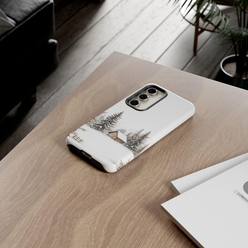 Winter Wooden Cabin Phone Case | Snow Forest Pines | Grey White | Case ...