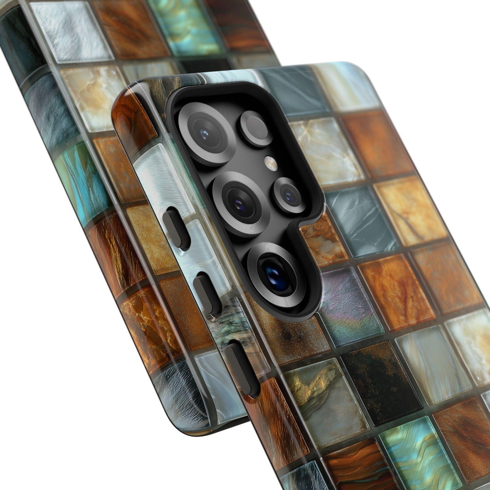 Mosaic Print Phone Case Tile Elegant Colorful Square Design Cover for ...