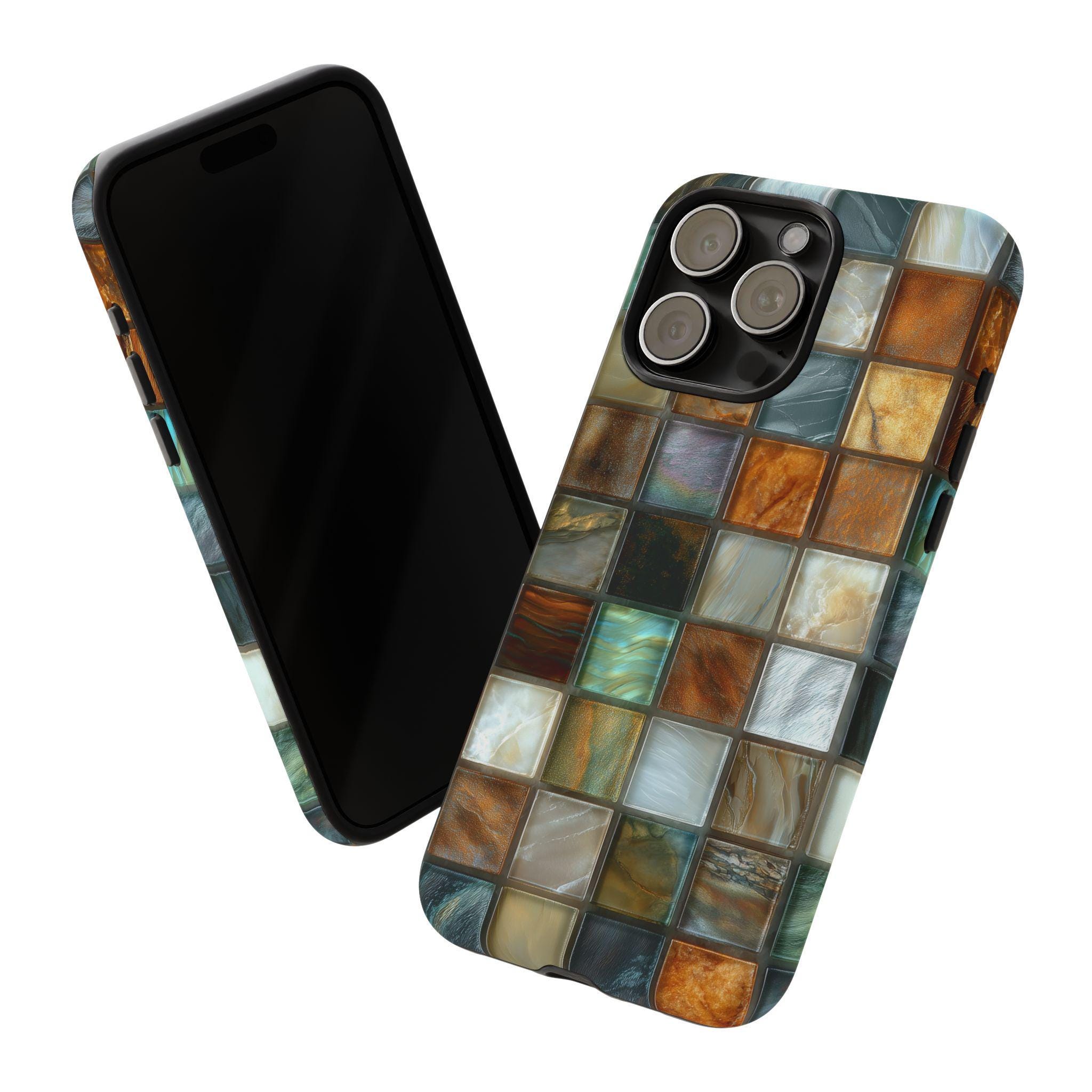 Mosaic Print Phone Case Tile Elegant Colorful Square Design Cover for ...