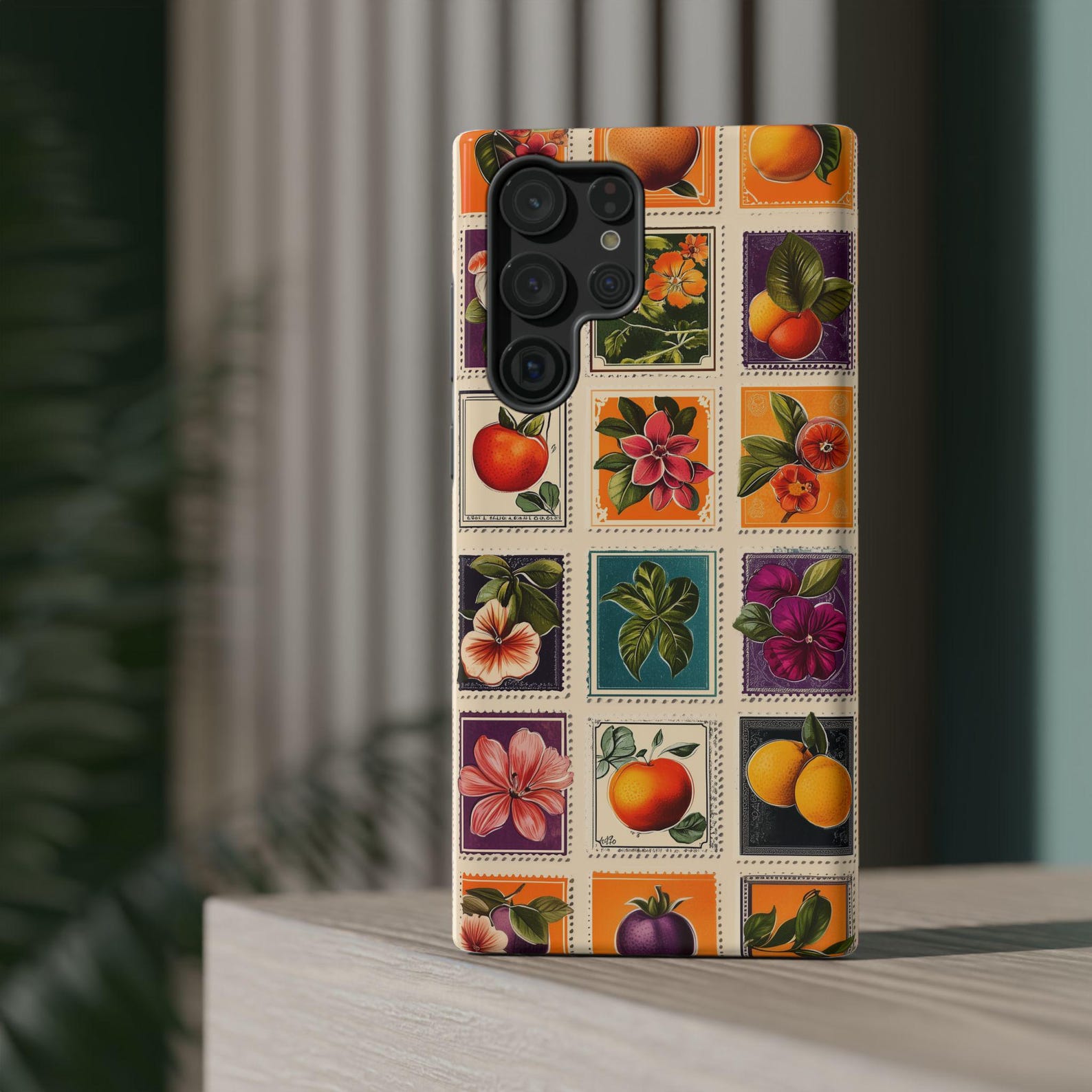 Vintage Stamps Collage Phone Case, Fruit Design Pattern, Fruit Lovers ...