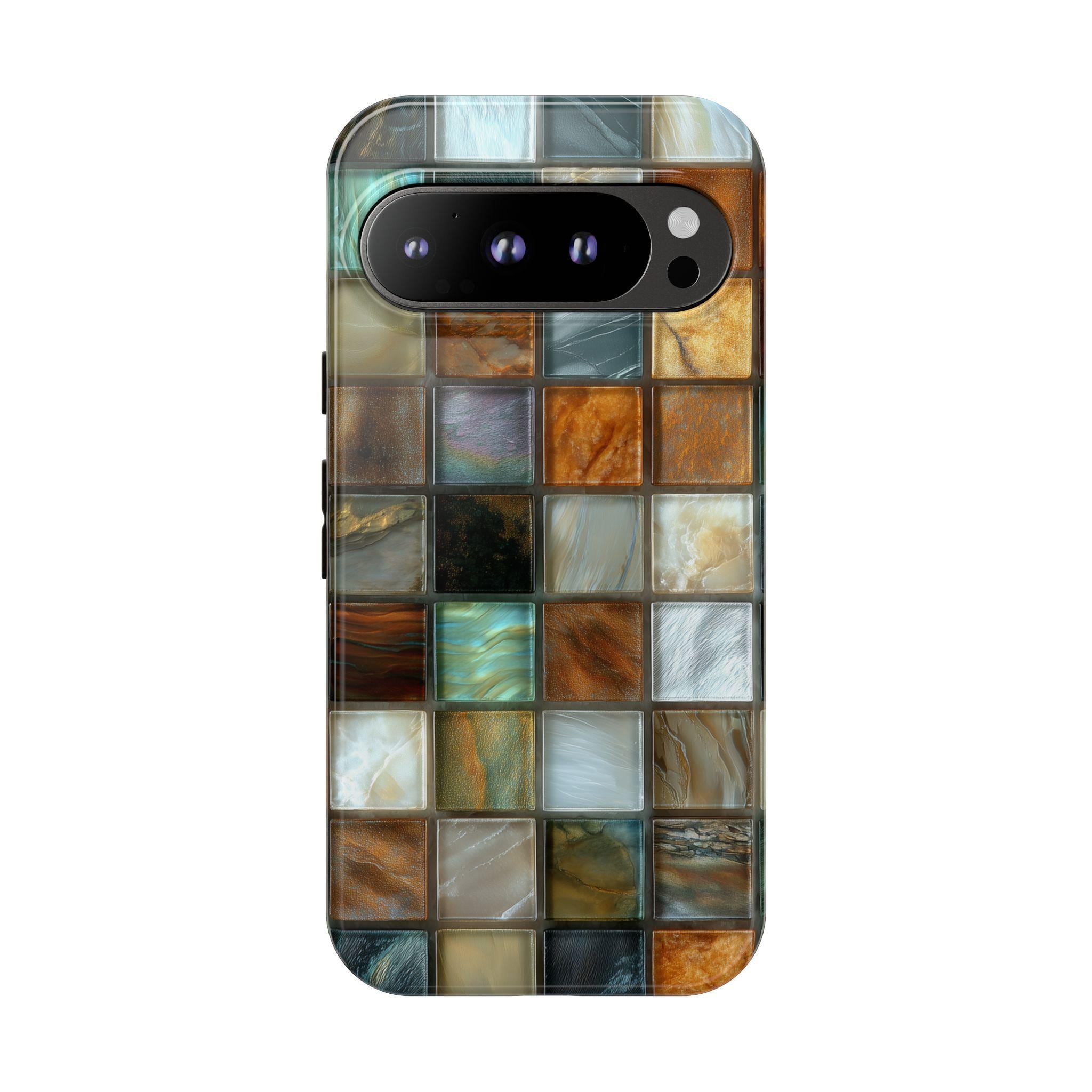 Mosaic Print Phone Case Tile Elegant Colorful Square Design Cover for ...