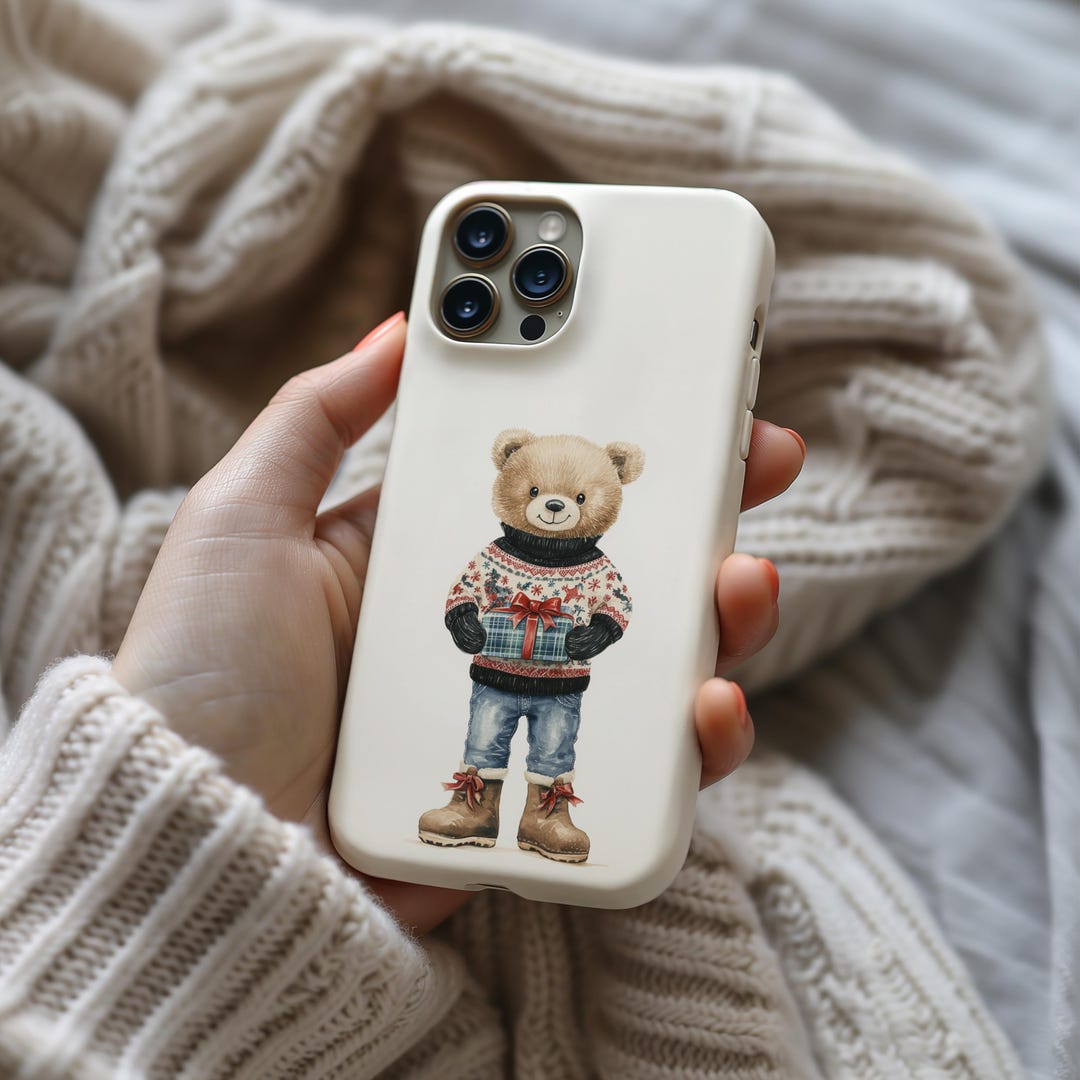 Świąteczny miś etui na telefon z motywem zimowego motywu prezent ...
