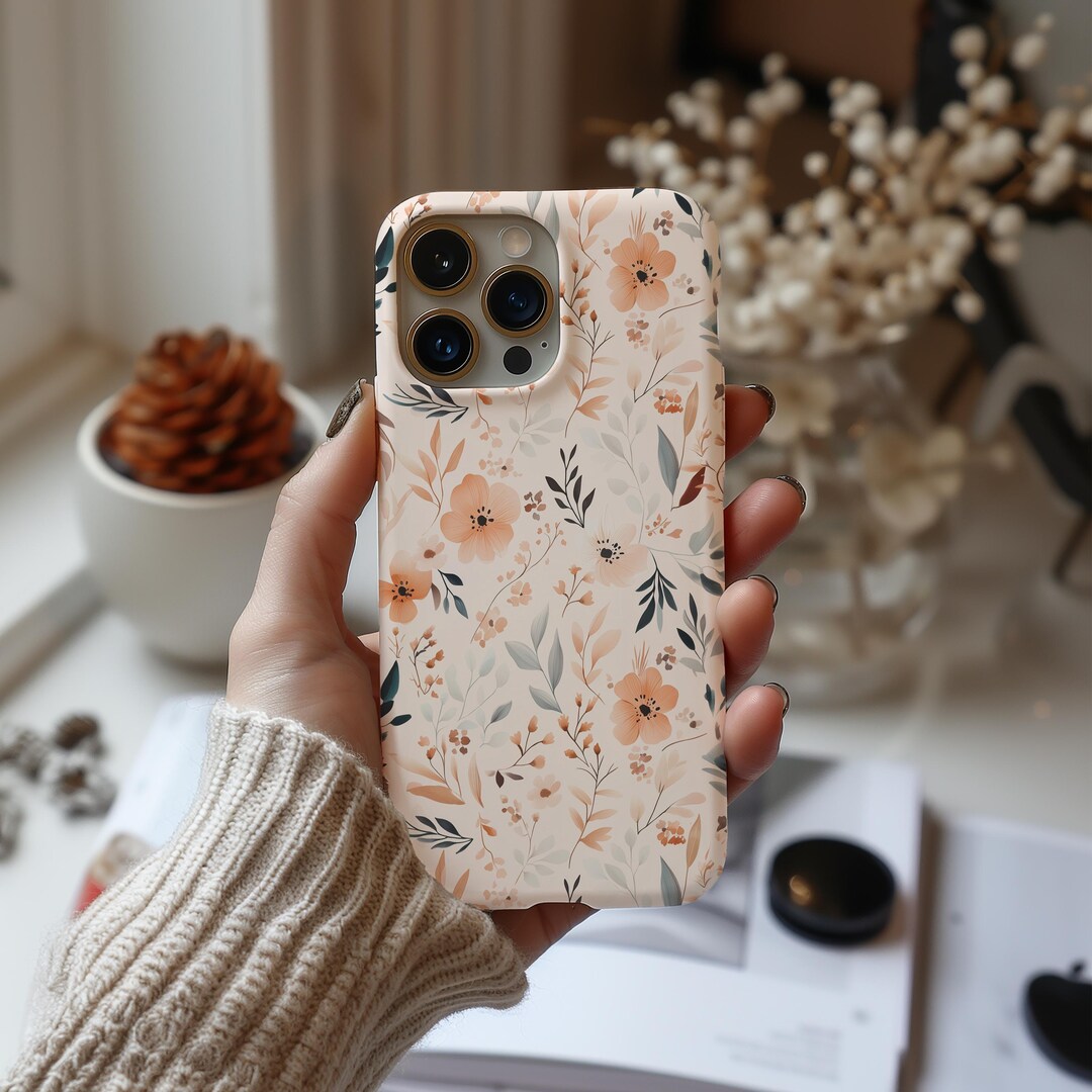 Soft Pastel Floral Collage Phone Case Orange Beige Design Cover for ...