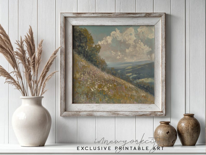 Scenic Spring Countryside Printable Art – Vintage Painting Wall Art ...