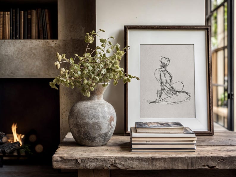 Abstract Figure Drawing Printable Wall Art – Modern Gesture Sketch ...