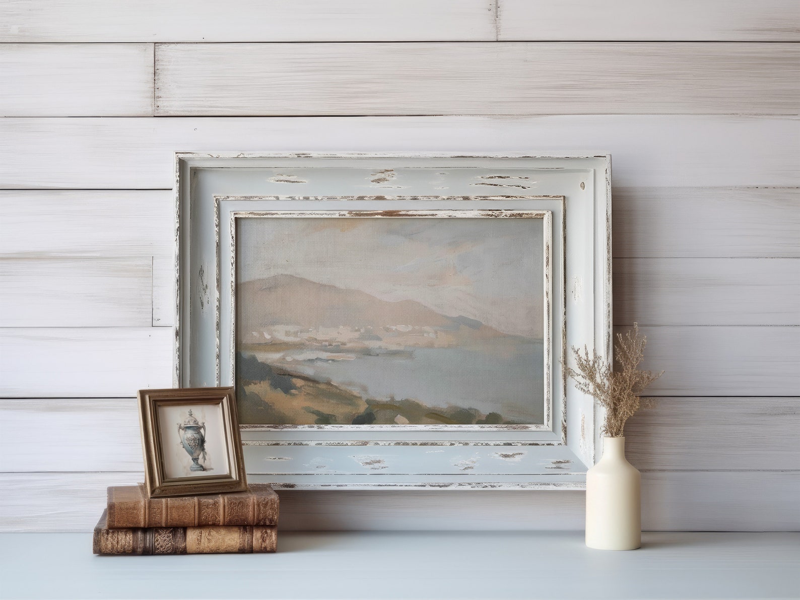 Coastal Neutral Gallery Wall Art Set of 4, Tonal Vintage Seascape Beach ...