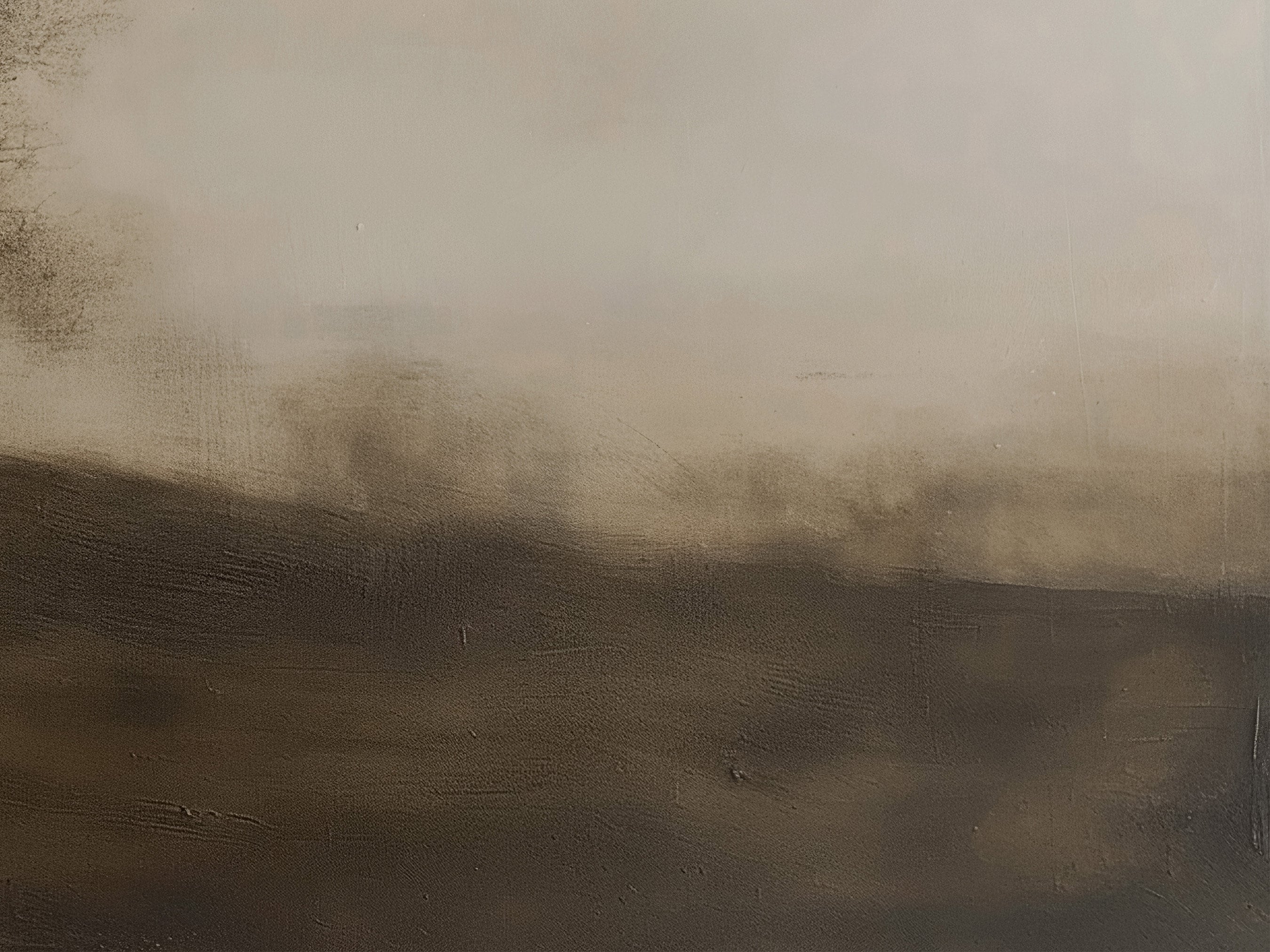 Tree in the Mist Tonal Landscape Painting, Antique European Print ...