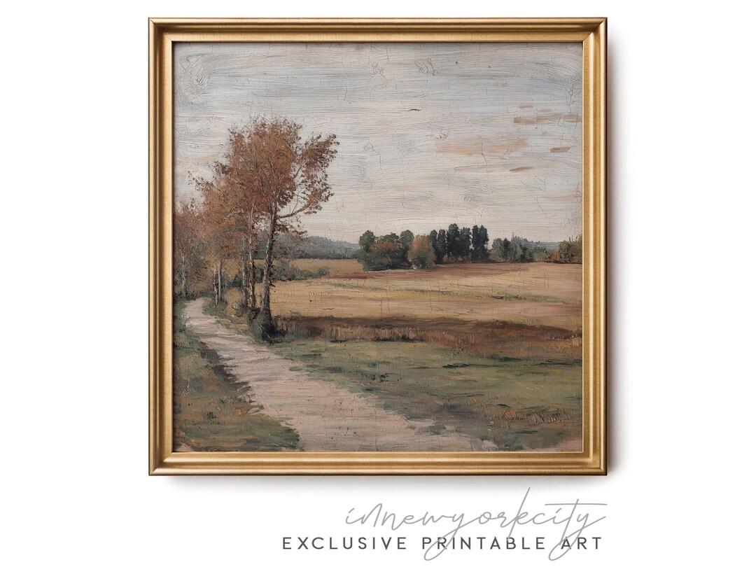 Autumn Country Path Printable Art – Rustic Landscape Digital Download ...