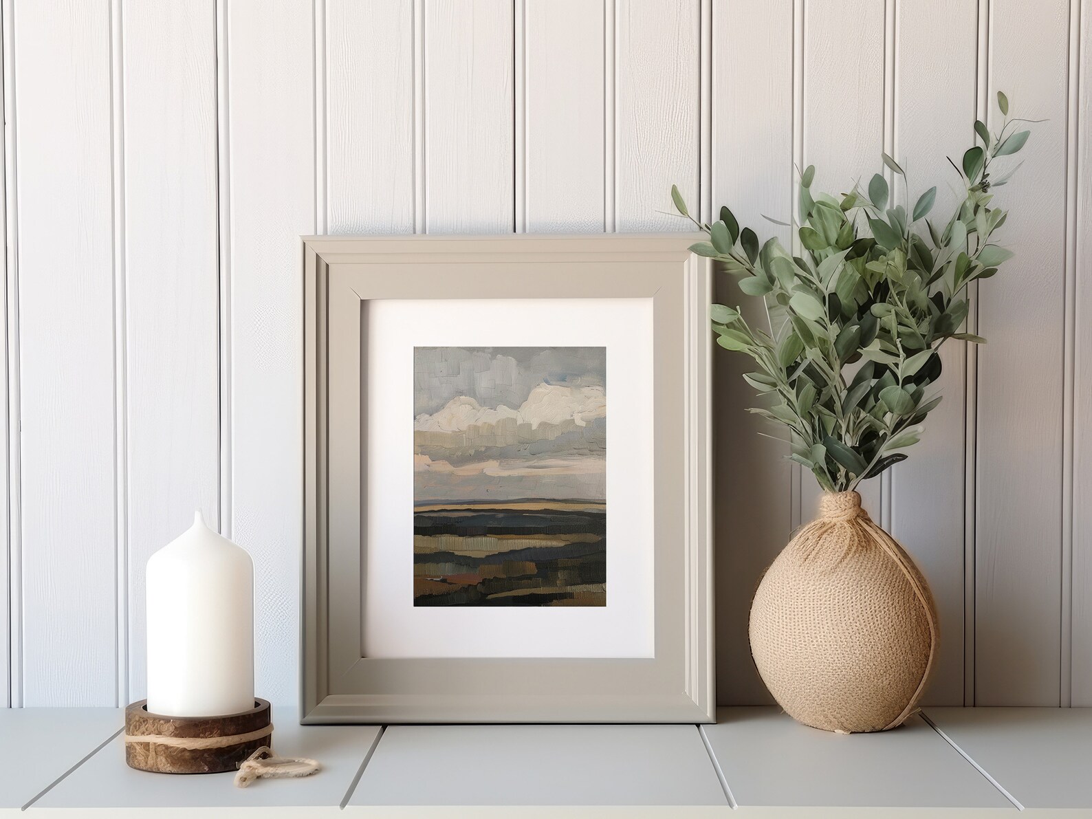Rustic Abstract Landscape Painting, Printable Vintage Modern Farmhouse ...