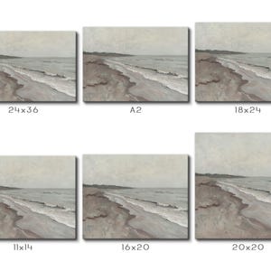 Waves on the Beach Seascape Painting, Brown Tonal Antique Coastal Print ...