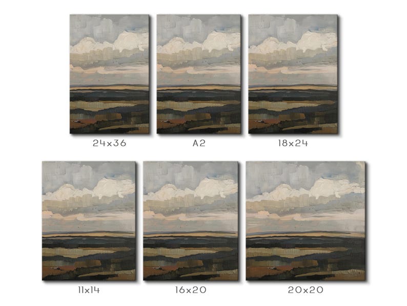 Rustic Abstract Landscape Painting, Printable Vintage Modern Farmhouse ...