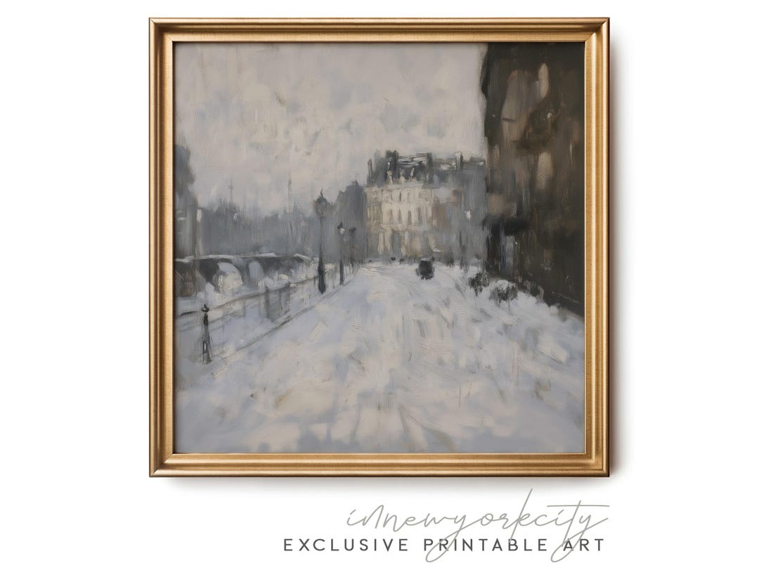 Paris Winter Wall Art Digital Download – French City Snow Scene ...