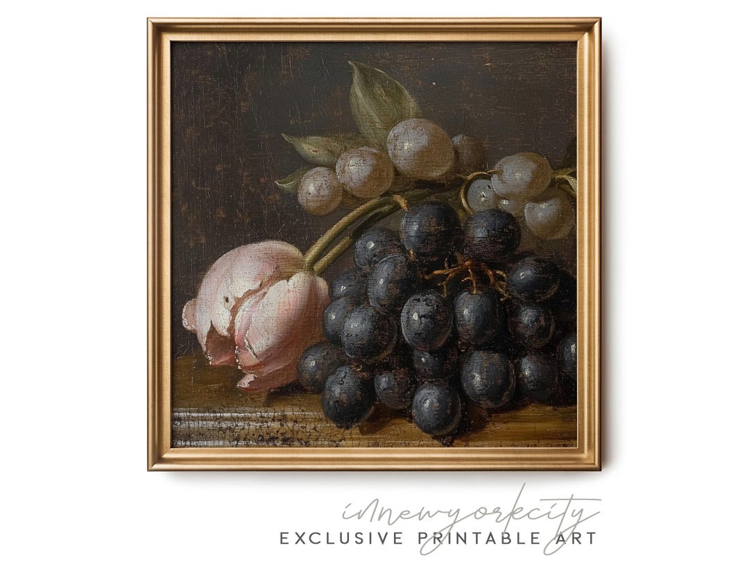 Classical Still Life Wall Art – Dutch Golden Age Fruit Painting – Grape ...
