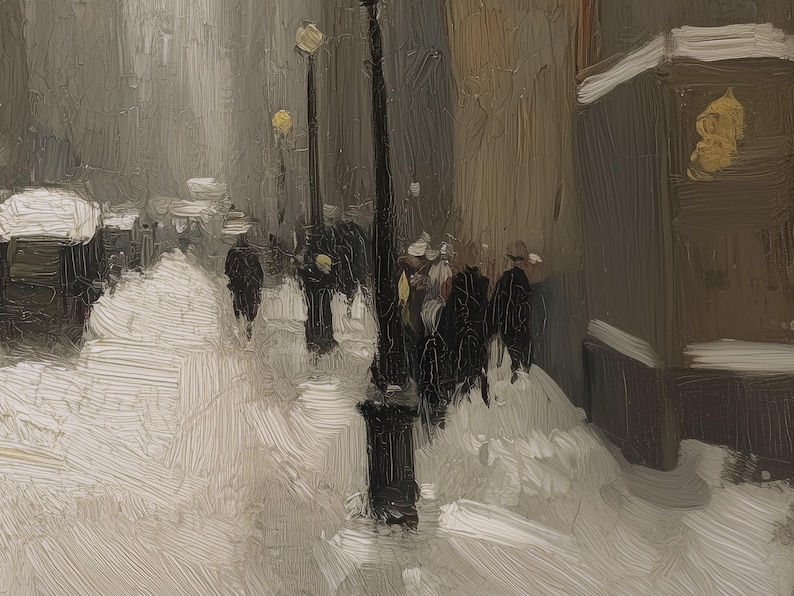 Winter City Wall Art – Urban Snow Scene Digital Download Print – Moody ...