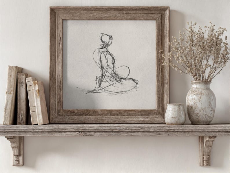 Abstract Figure Drawing Printable Wall Art – Modern Gesture Sketch ...