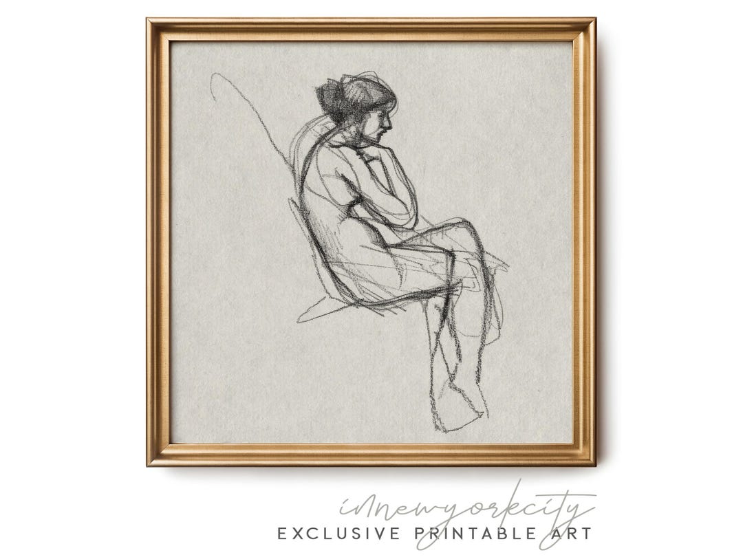 Figure Study Sketch Wall Art – Modern Life Drawing Print – Black White ...