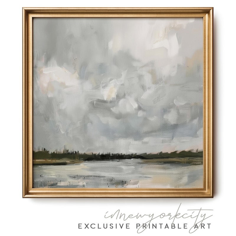 Gray Lake Scene Wall Art - Etsy