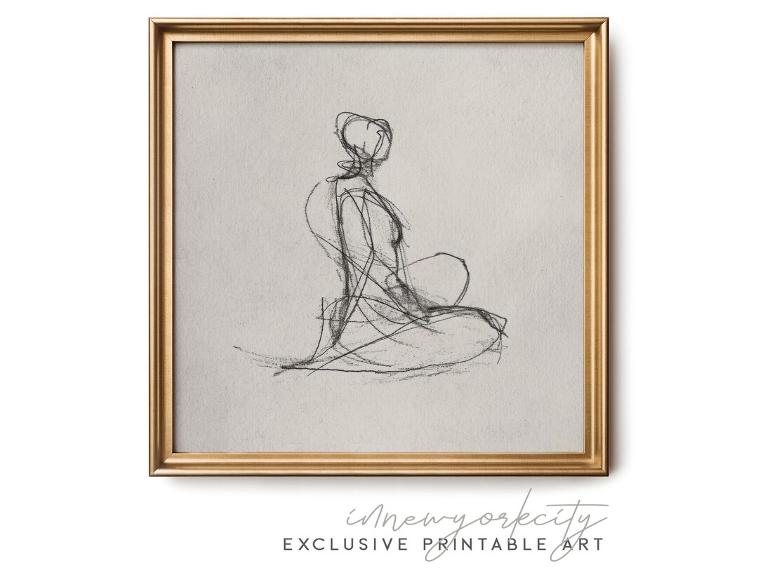 Abstract Figure Drawing Printable Wall Art – Modern Gesture Sketch ...